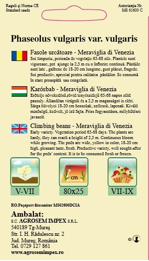 Fasole urcătoare - Meraviglia di Venezia 50 gr - Legume exotice pentru ...